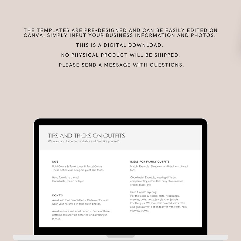 Canva Portrait Session Guide for Photographers, Family Session Guide ...