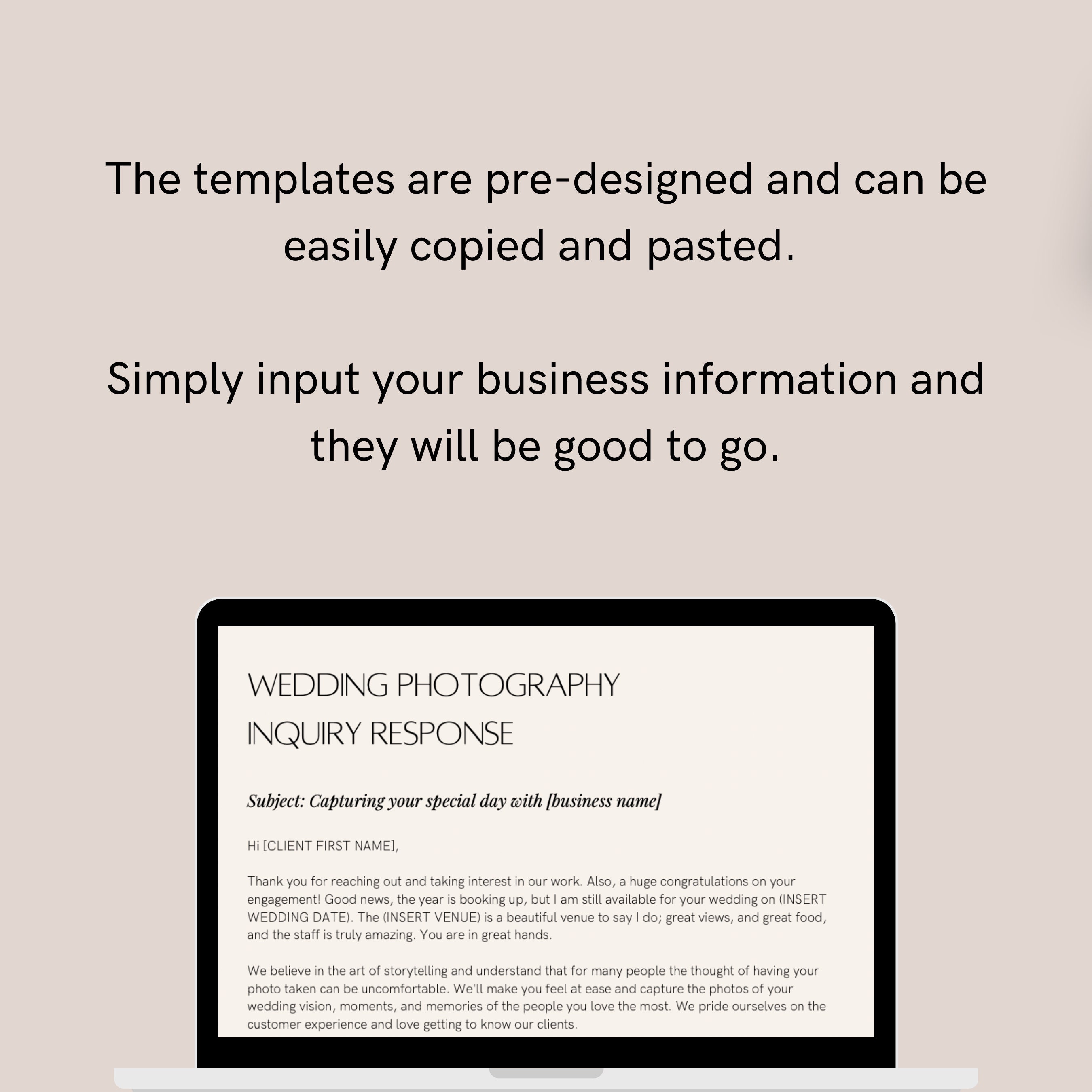 Wedding Photographer Email Templates, Inquiry Response, Photography ...