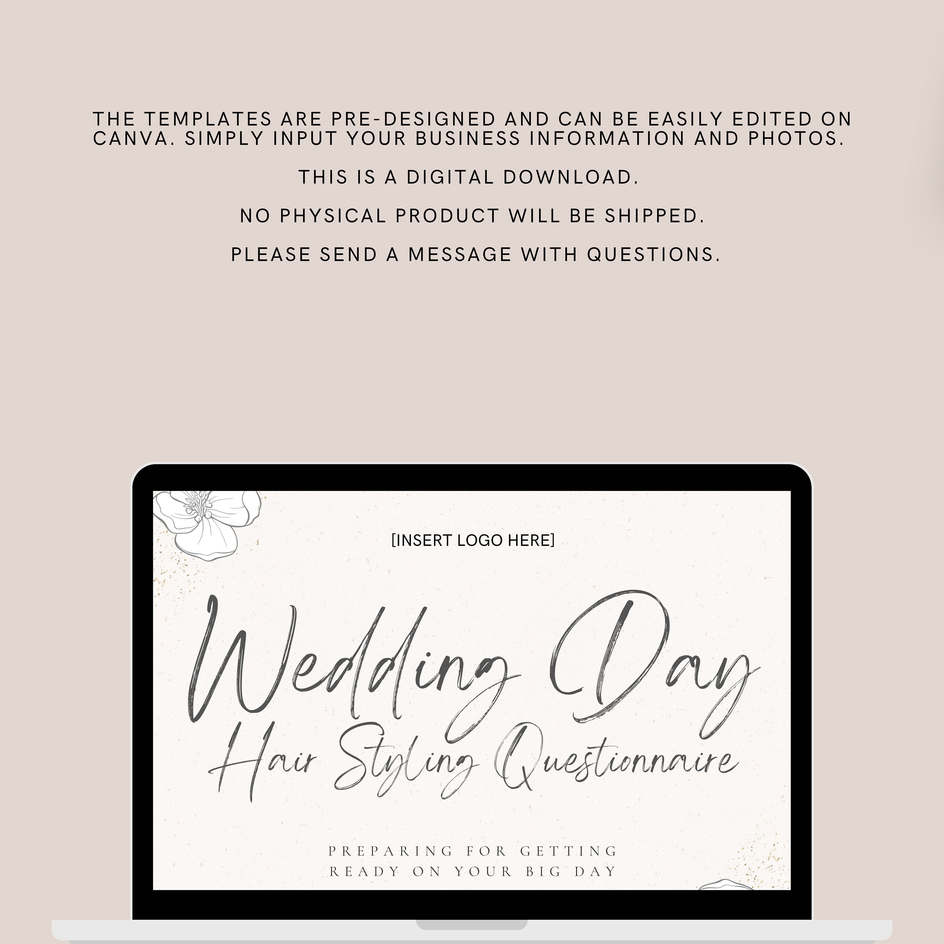 Wedding Day Hair & Makeup Questionnaire BUNDLE | HMUA Template | Canva ...