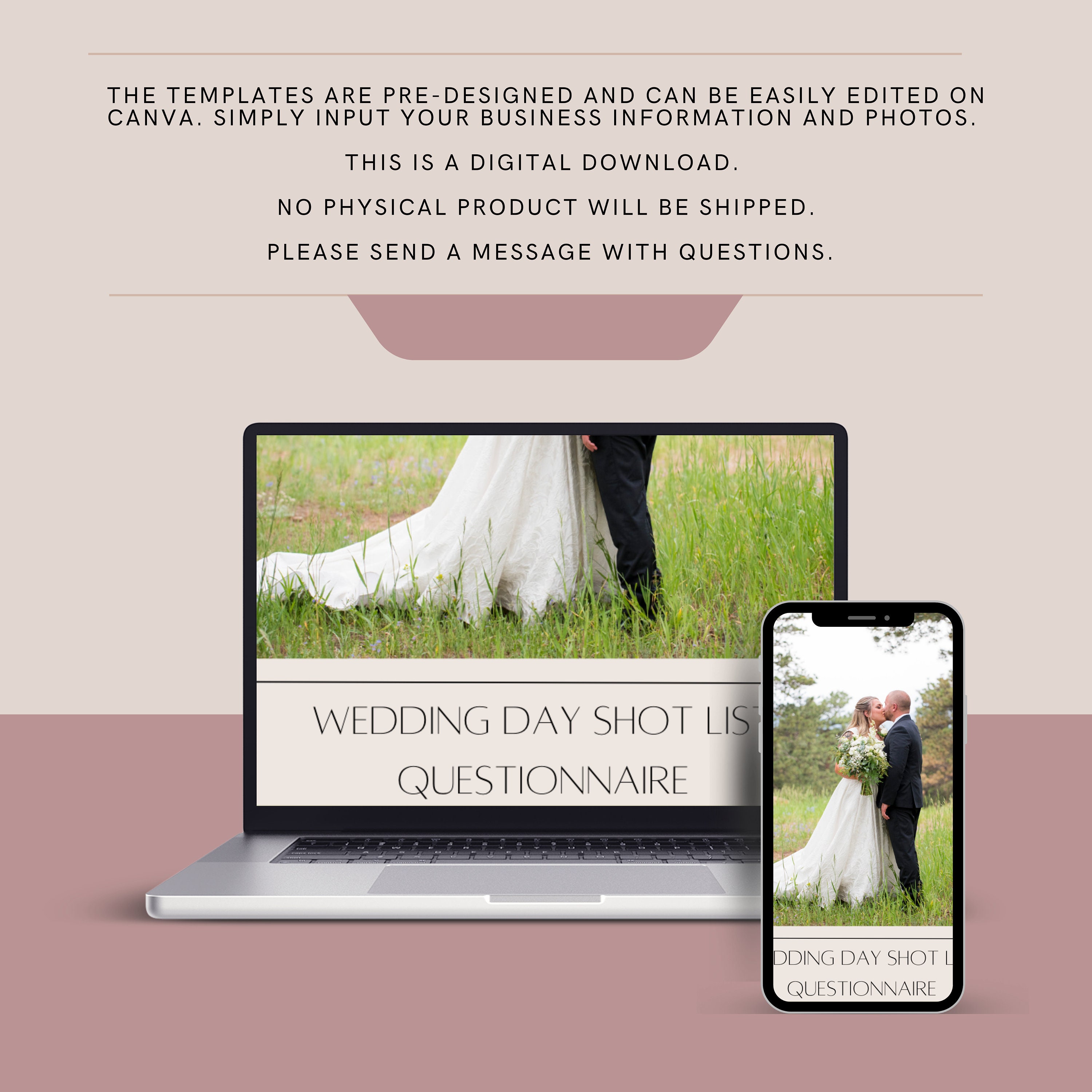 Photo Shot List Questionnaire for the Bride and Groom, Canva Editable ...