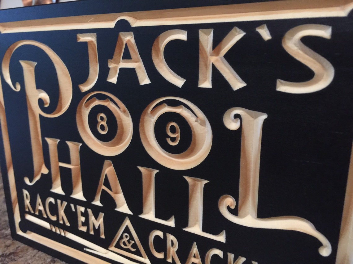 Personalized Billiards Room Pool Hall Gift Custom Carved Wood - Etsy