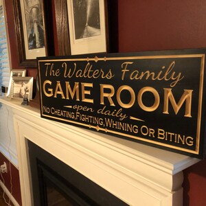 Personalized Game Room Sign Custom Family Game Room Sign Last Name Sign ...