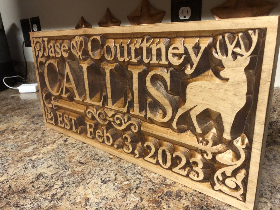 Personalized Family Name Wood Sign, CNC Engraved, Anniversary Gift - Etsy
