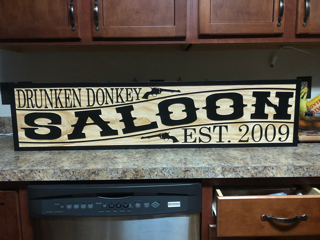 Old West Saloon Sign Man Cave Sign Brew House Rustic Bar Sign Father's ...