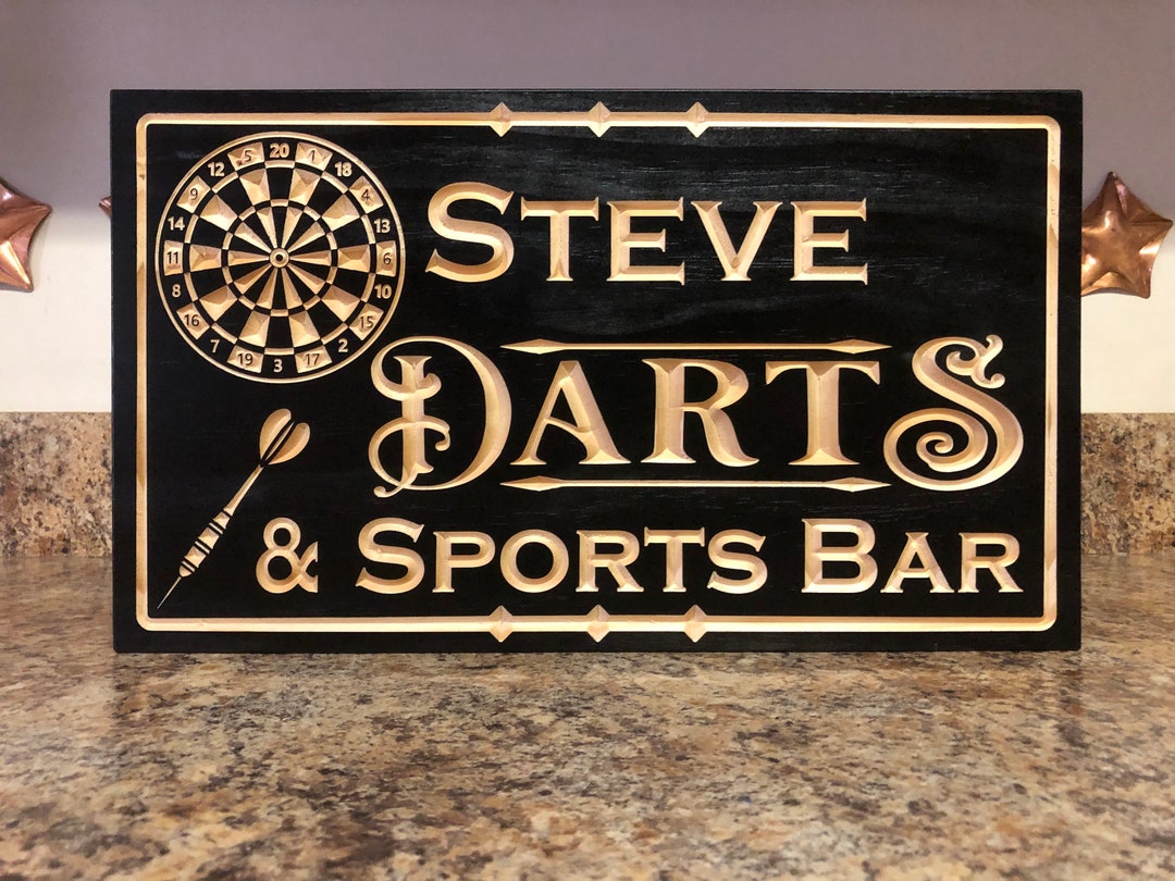 Personalized Dart Game Room Sign Billiard Dart Board Wood Plaque Man ...