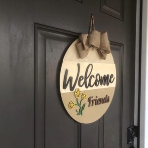 Front Door Welcome Friends Sign, Front Door Decor, Welcome Friends Sign ...