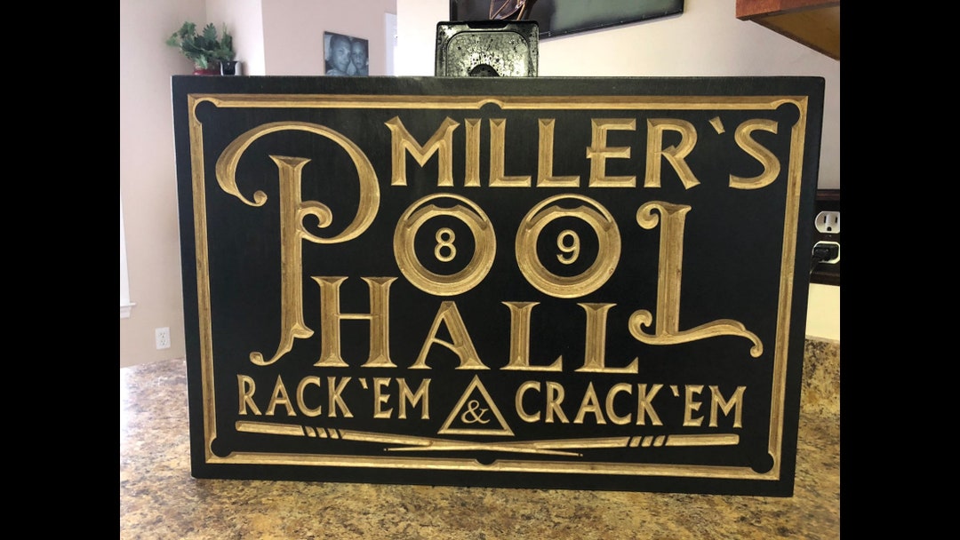 Personalized Billiards Room Pool Hall Gift Custom Carved Wood Plaque ...