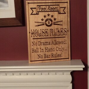 Personalized Billiards Room Pool Hall Gift Custom Carved Wood Plaque ...