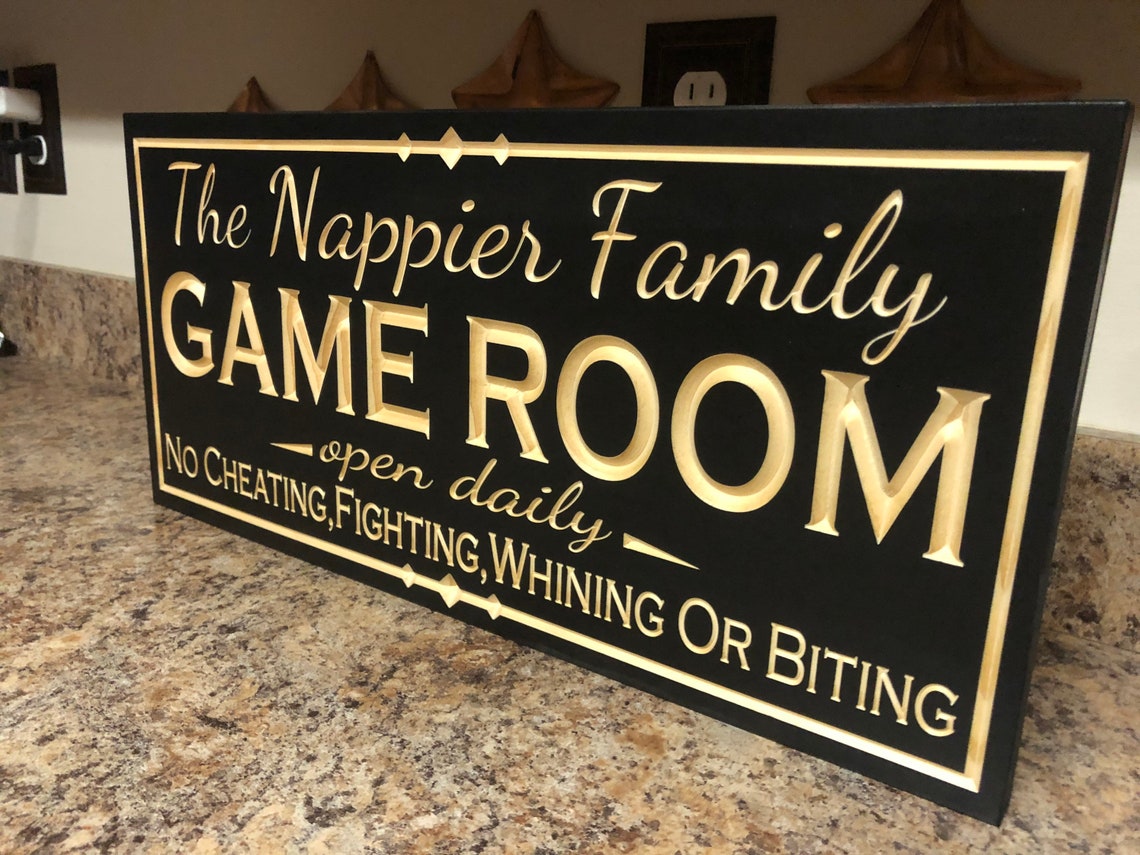 Personalized Game Room Sign Custom Family Game Room Sign Last Name Sign ...