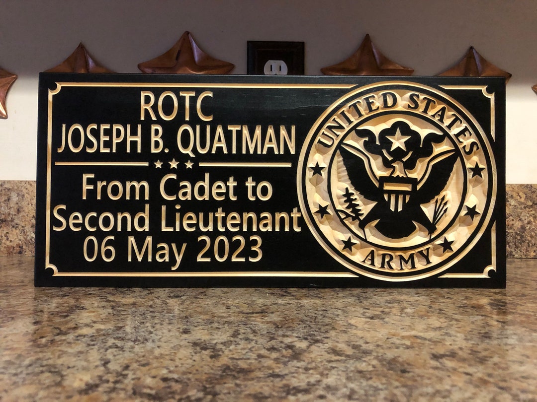 Army ROTC Commissioning Gift Military Plaque Cadet to Second Lieutenant ...