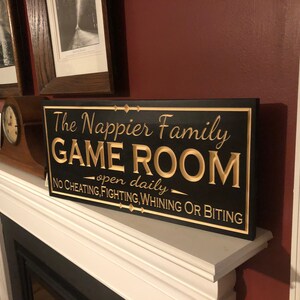 Personalized Game Room Sign Custom Family Game Room Sign Last Name Sign ...