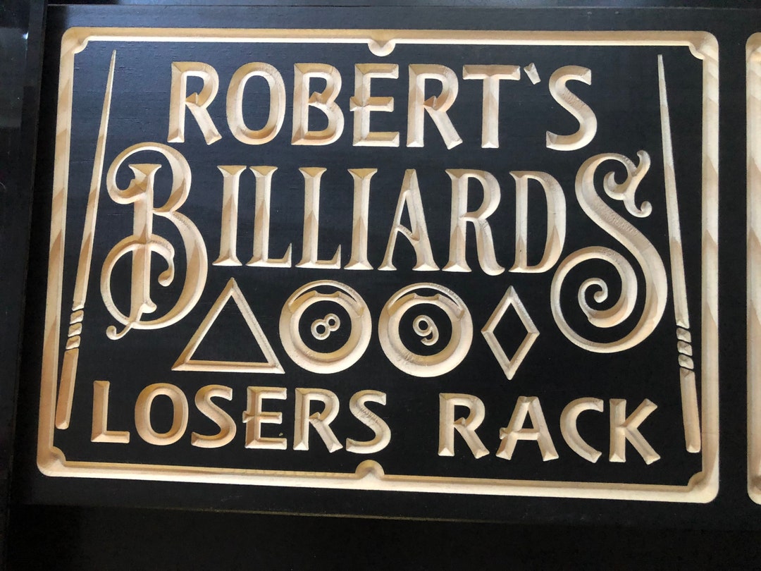 Personalized Billiards Room Pool Hall Gift Custom Carved Wood Plaque ...