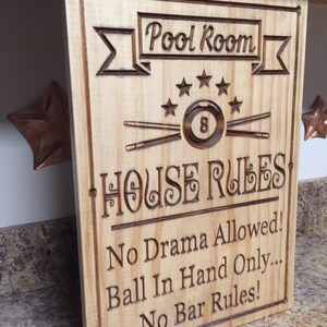 Personalized Billiards Room Pool Hall Gift Custom Carved Wood Plaque ...