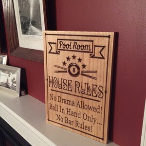 Personalized Billiards Room Pool Hall Gift Custom Carved Wood Plaque ...