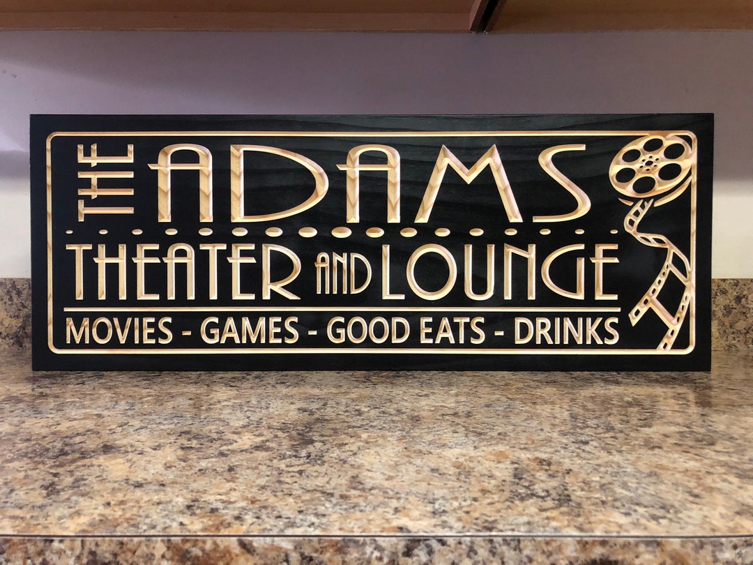Custom Home Theater and Lounge Sign, Personalized Movie Theater Room ...