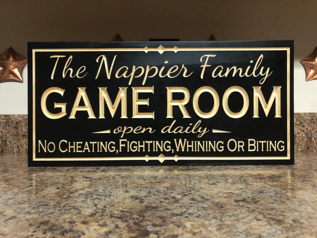 Personalized Game Room Sign Custom Family Game Room Sign Last Name Sign ...