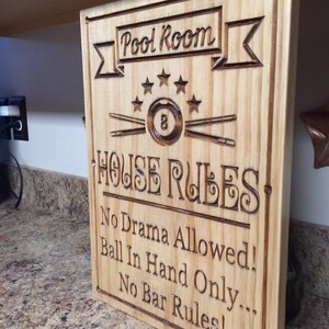 Personalized Billiards Room Pool Hall Gift Custom Carved Wood Plaque ...