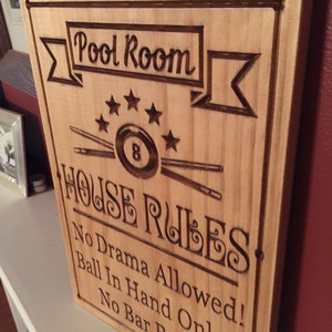Personalized Billiards Room Pool Hall Gift Custom Carved Wood Plaque ...
