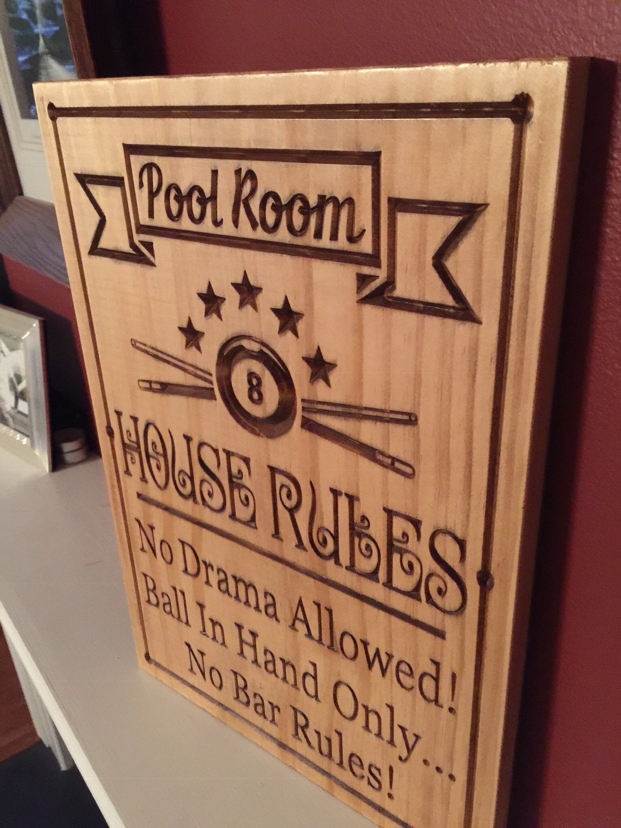 Personalized Billiards Room Pool Hall Gift Custom Carved Wood | Etsy