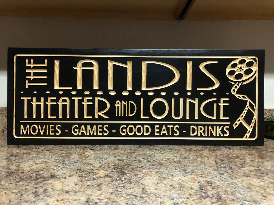 Custom Home Theater and Lounge Sign, Personalized Movie Theater Room ...