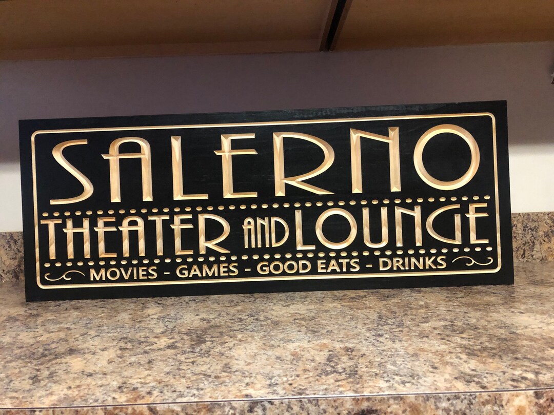 Theater Lounge Sign Custom Movie Theater Sign Personalized Home Theater ...