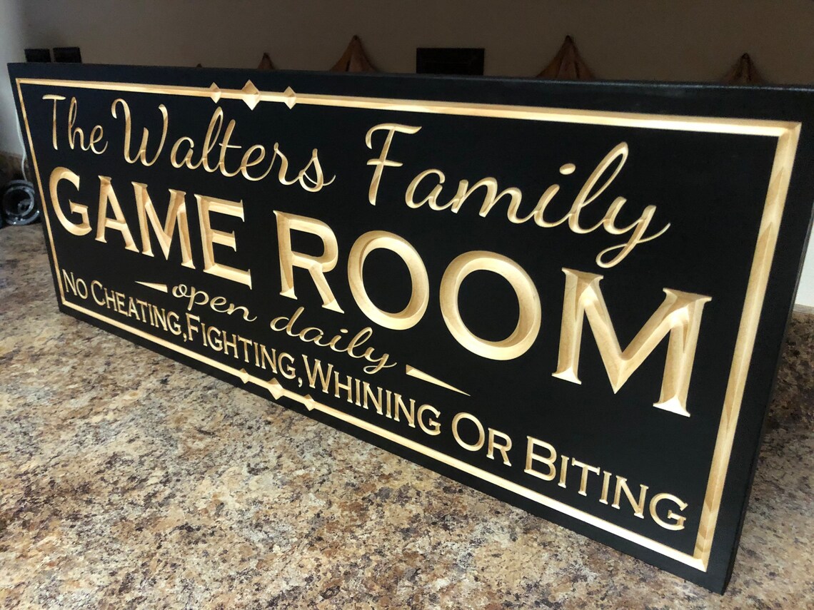 Personalized Game Room Sign Custom Family Game Room Sign Last - Etsy