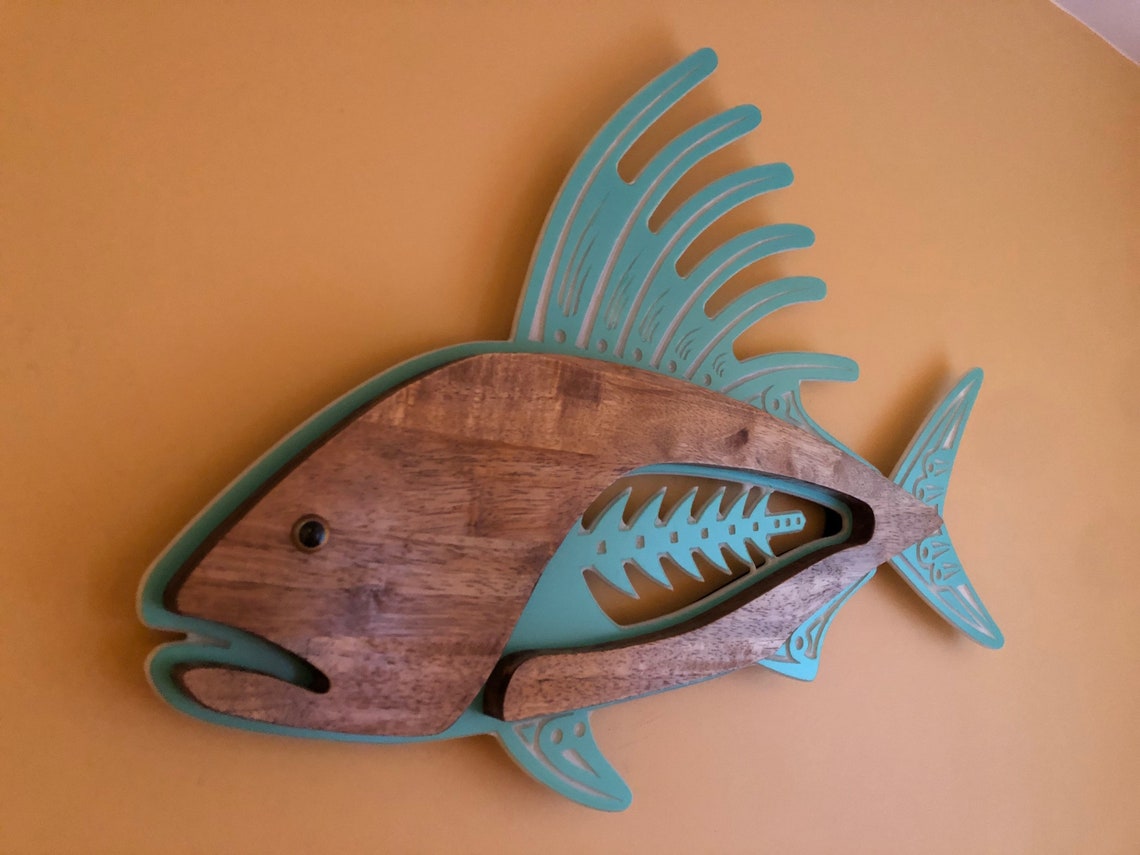 010 Rooster Fish Wall Art Beach Ocean Lake House Nautical Bathroom ...