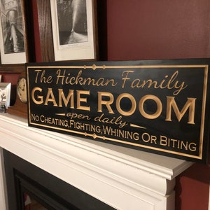 Personalized Game Room Sign Custom Family Game Room Sign Last Name Sign ...