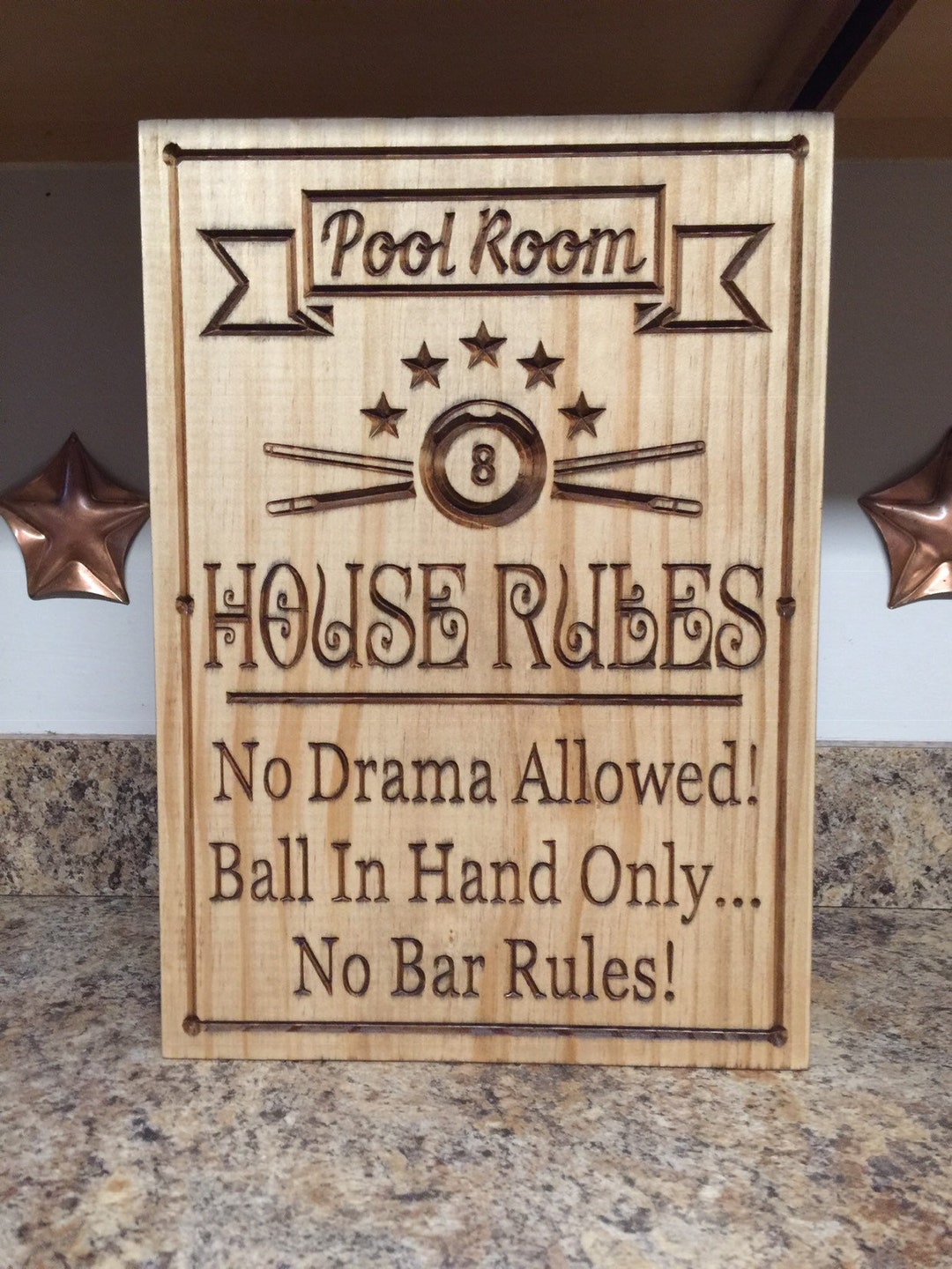 Personalized Billiards Room Pool Hall Gift Custom Carved Wood Plaque ...