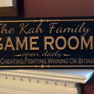 Personalized Game Room Sign Custom Family Game Room Sign Last Name Sign ...