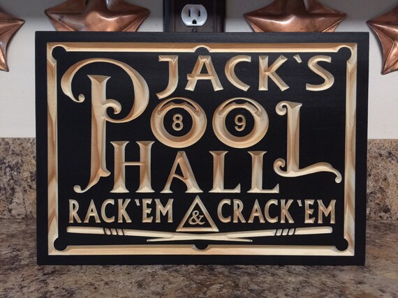 Personalized Billiards Room Pool Hall Gift Custom Carved Wood | Etsy
