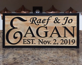 Personalized Wedding Gift Family Name Signs Carved Custom Wooden Sign ...