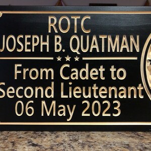 Army ROTC Commissioning Gift Military Plaque Cadet to Second Lieutenant ...
