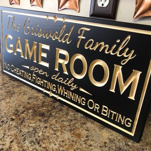 Personalized Game Room Sign Custom Family Game Room Sign Last Name Sign ...