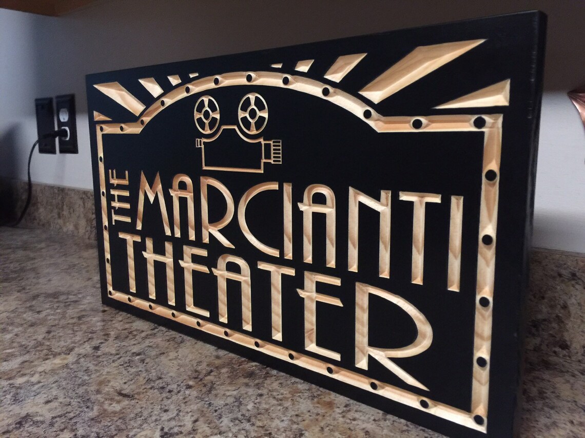 Custom Home Theater and Lounge Sign, Personalized Movie Theater Room ...