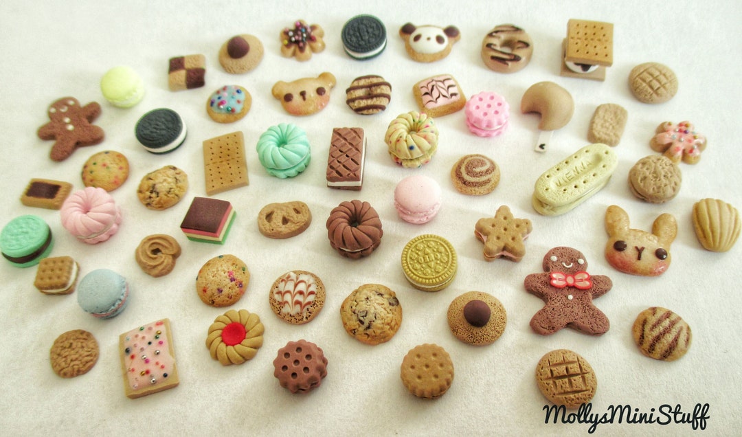 Grab Bag of Assorted Miniature Cookies Handmade Polymer Clay Dollhouse ...