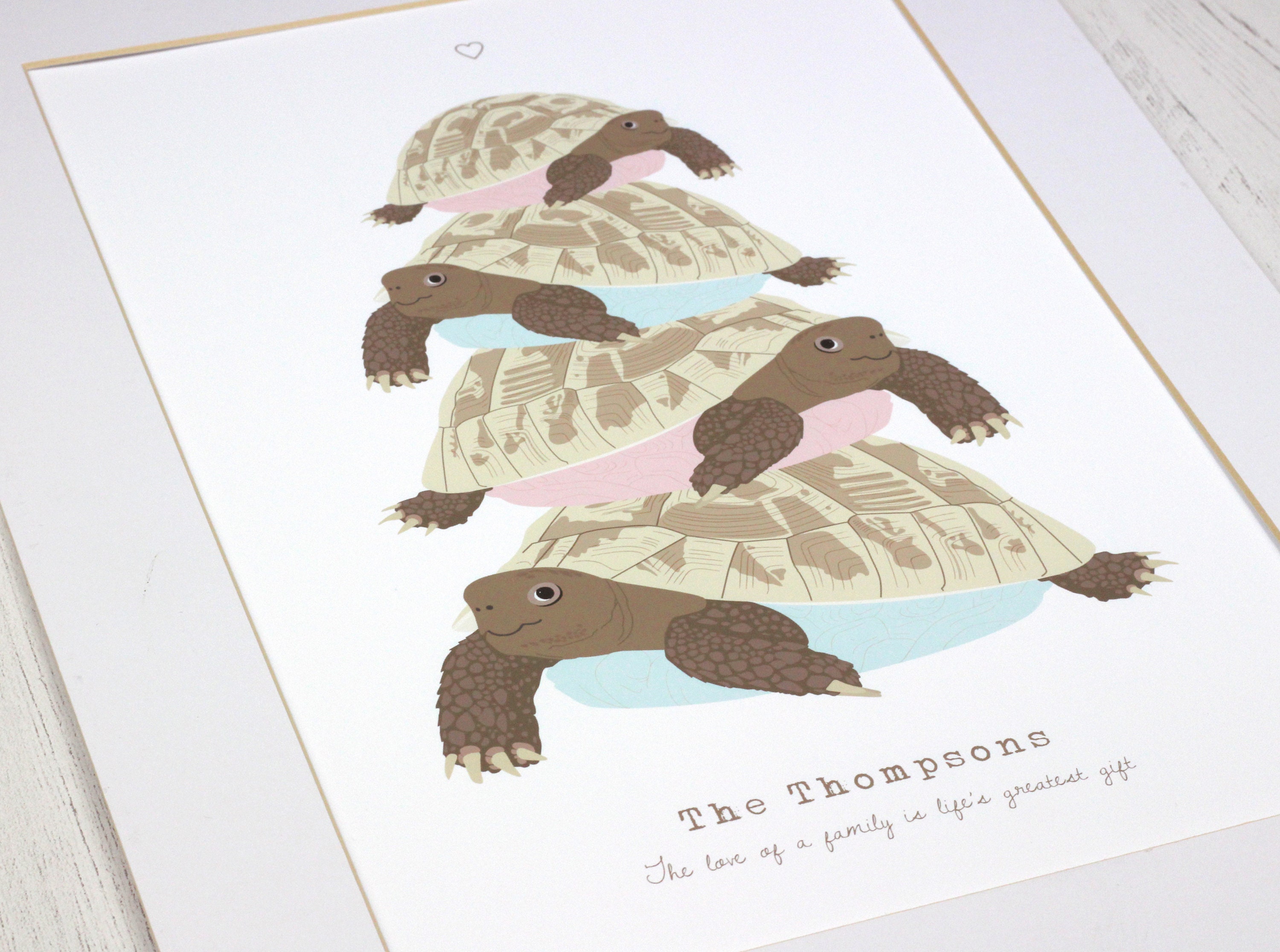 Tortoise Family Personalised Print | Etsy UK