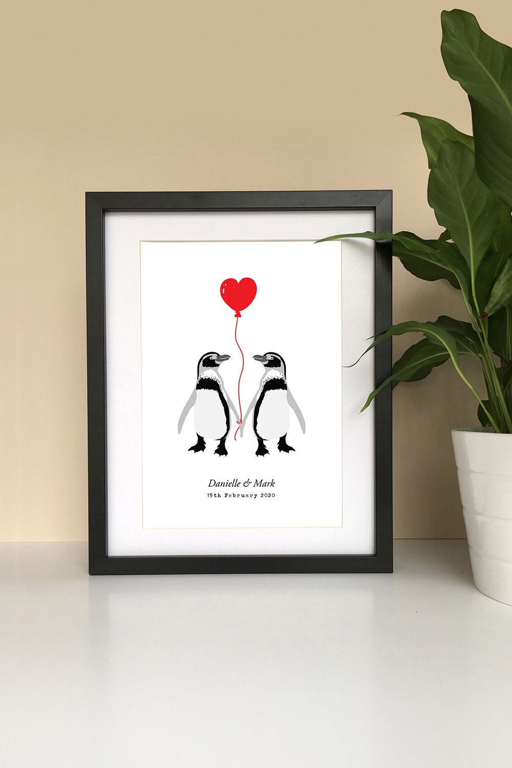 Penguin Couple Love Personalised Print | Etsy