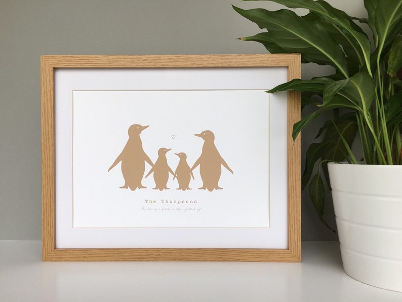 Penguin Personalised Family Print - Etsy