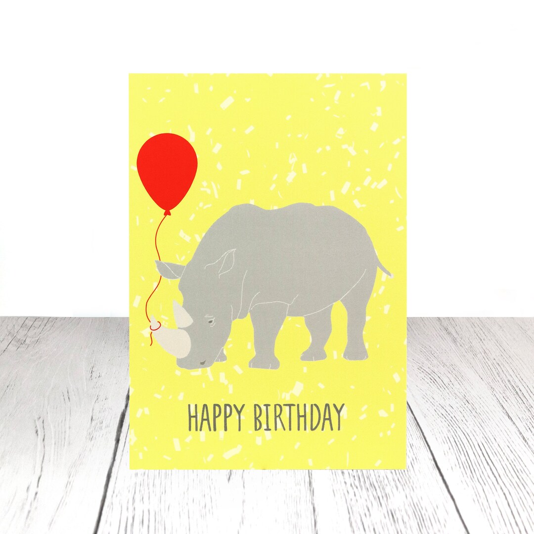 Rhino Birthday Card - Etsy UK