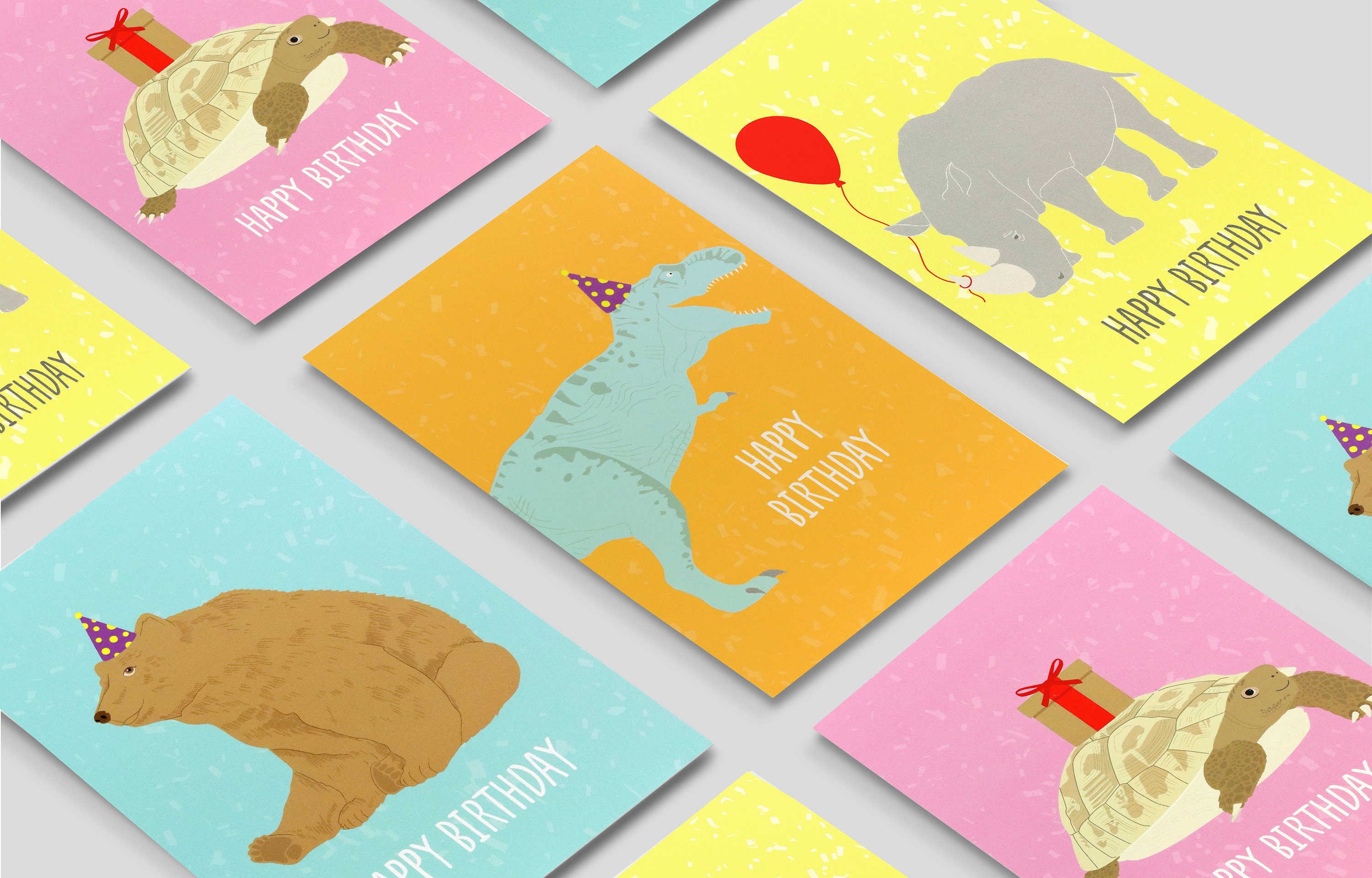 Animal Birthday Cards Pack of 4 or 8 - Etsy UK