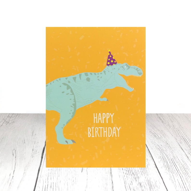 Dinosaur birthday card | Etsy