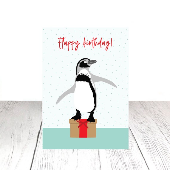 Penguin Birthday Card Flappy Birthday | Etsy
