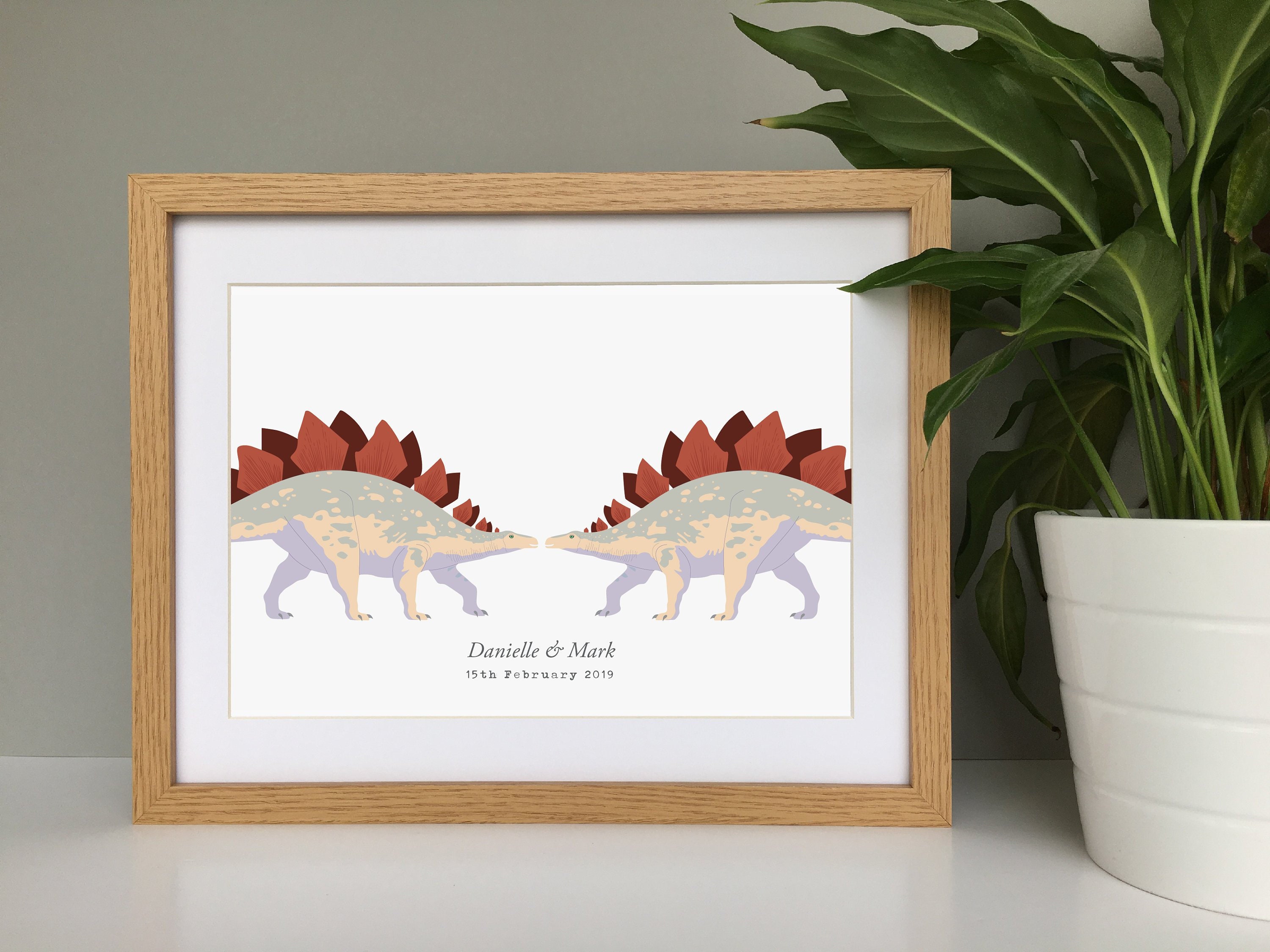 Dinosaur couple personalised print | Etsy