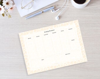 Printable Weekly Planner, Giraffes and Sunflowers, Horizontal Letter ...