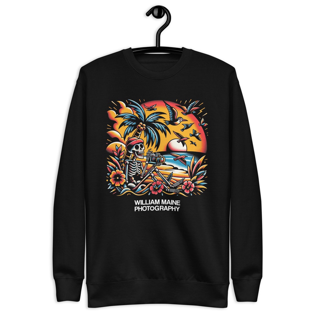 Skeleton Photographers Day at the Beach Unisex Crew Neck Photography ...