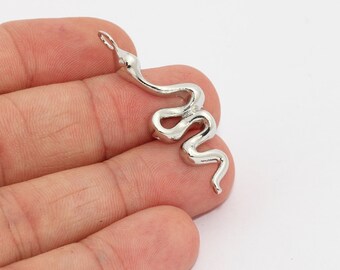 Silver snake charm | Etsy