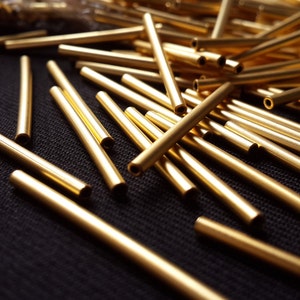 10 Pcs 2x30mm 24k Matt Gold Tubes, Tube Beads, Long Tube Beads, Round ...