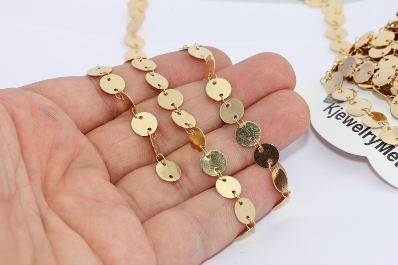 8mm 24k Shiny Gold Coin Chain Disc Coin Chains Brass Disk | Etsy