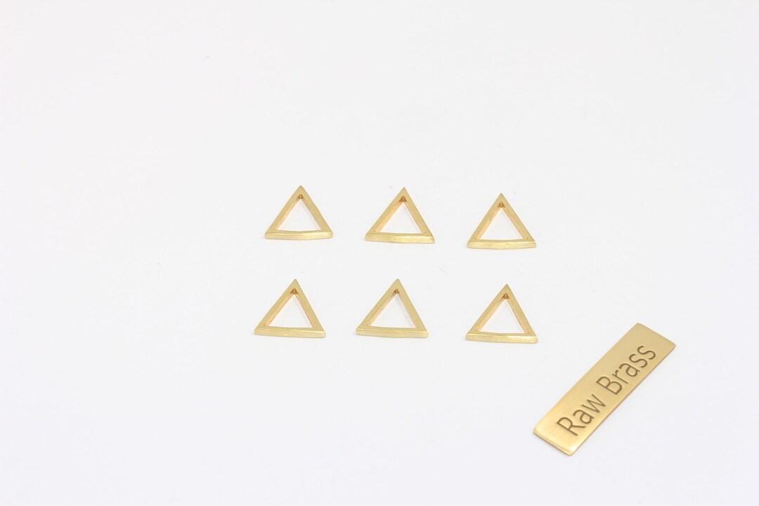 10mm Raw Brass Triangle Connector, Triangle Link Charm, Outline ...